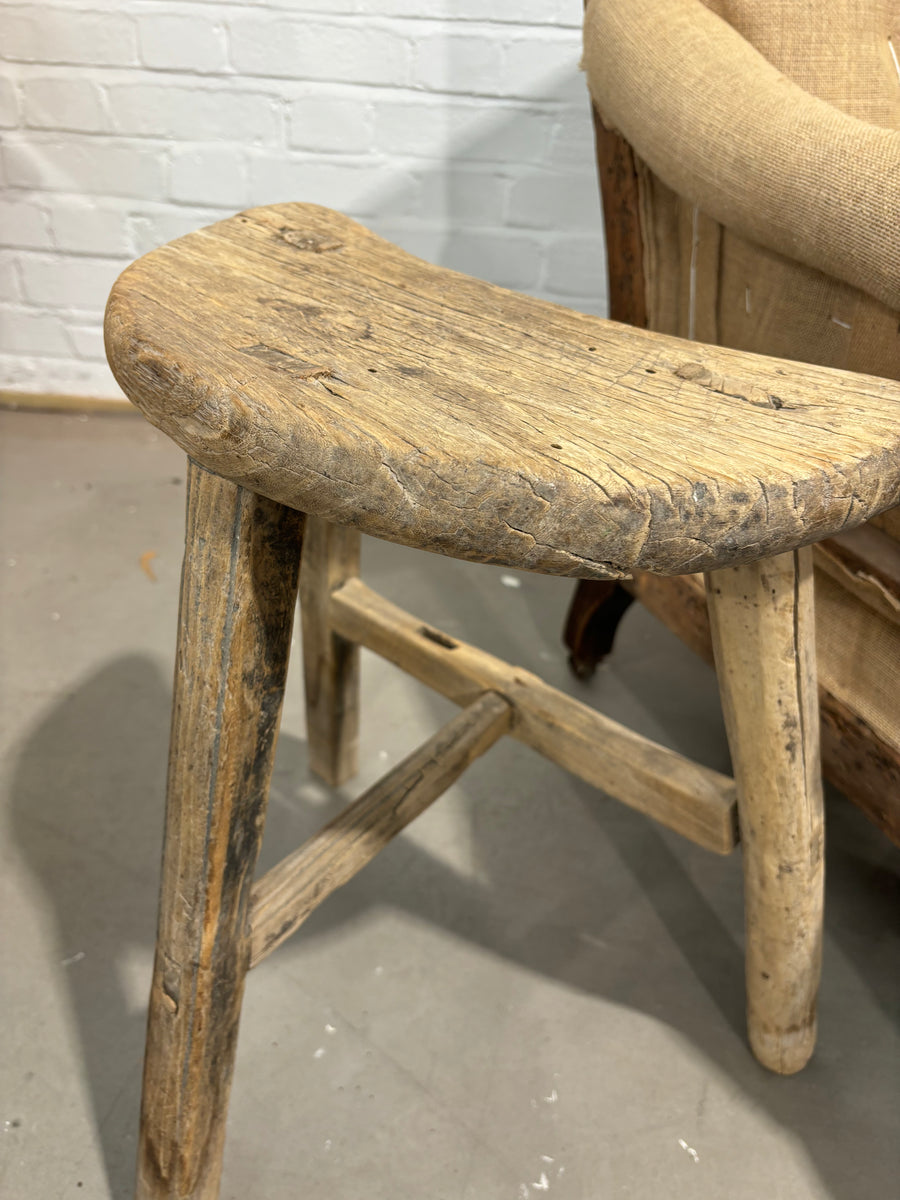 Vintage Elm Half Moon Stool – Society House