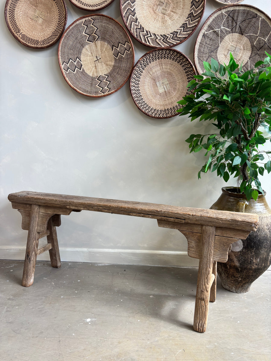 Oriental Antique Wood Scroll Bench – Society House