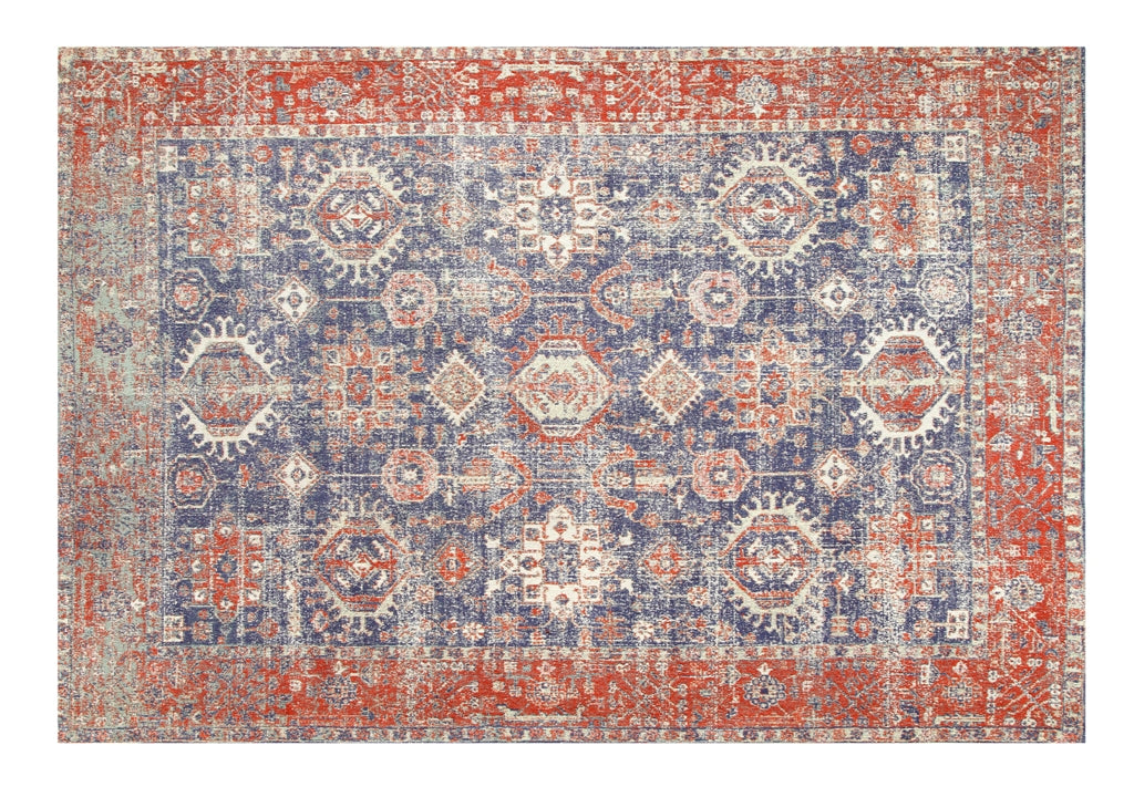 Kilim Style Dark Blue Rust Rug – Society House